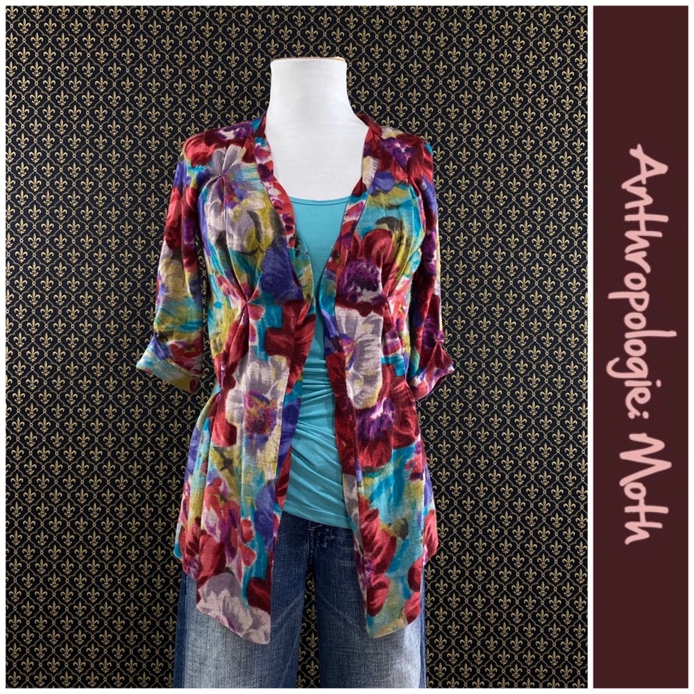 Anthro “Burgeoned & Tucked Cardigan” By Moth - Gem